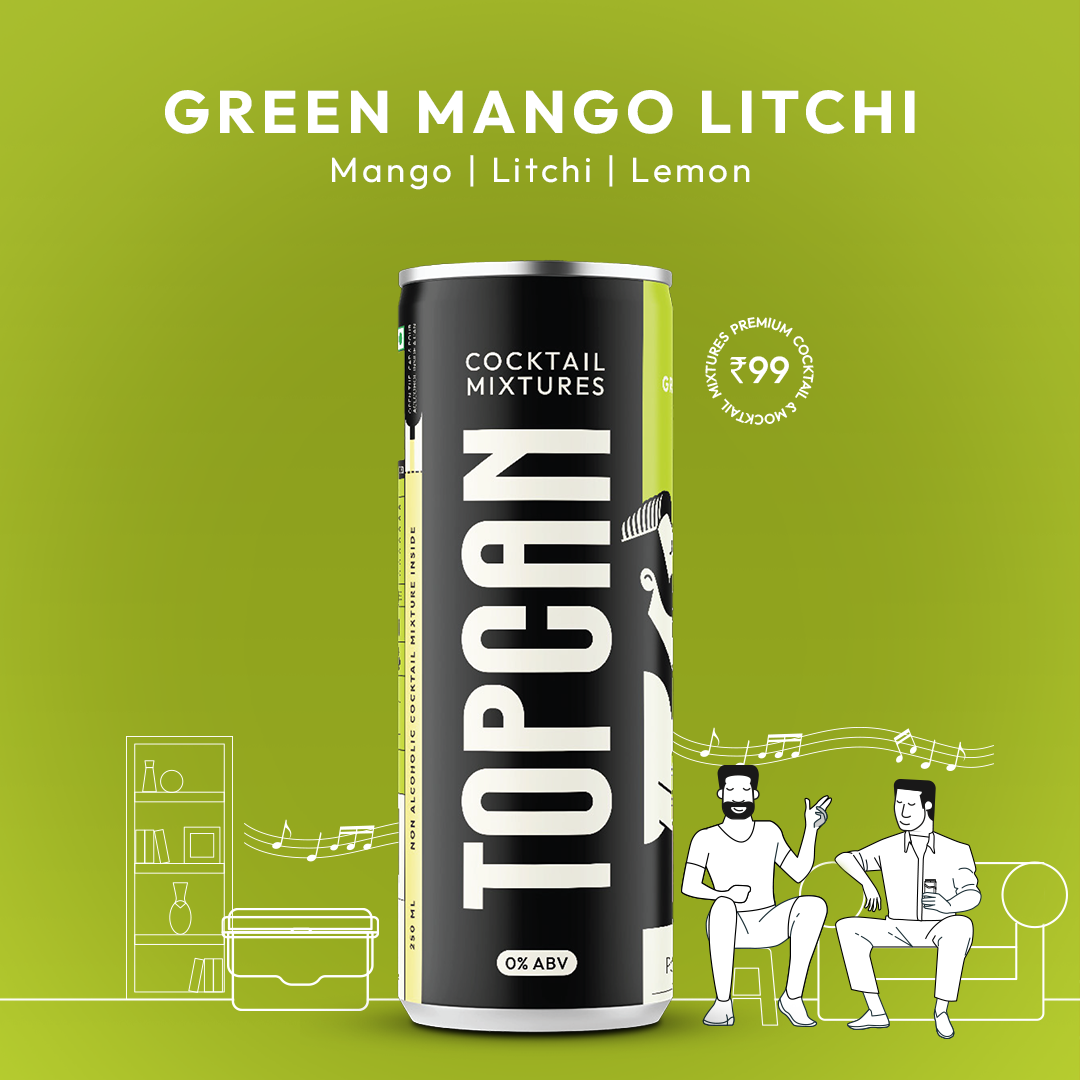 TopCan Green Mango Lichi Mixer (PACK OF 24) - Turn your can into a gla